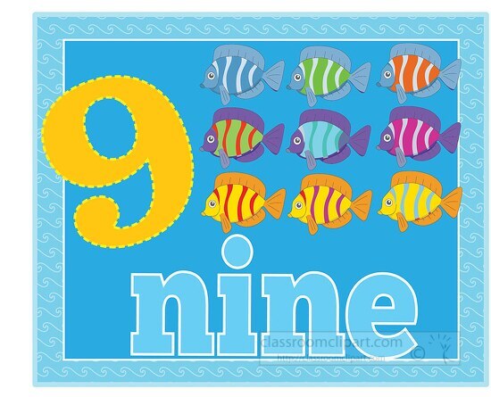 Counting Clipart-counting numbers nine fish