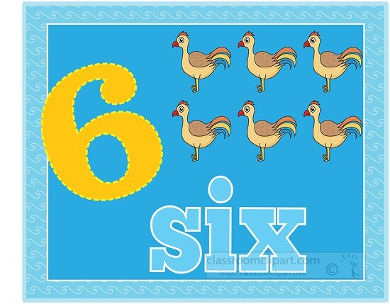 Counting Clipart-counting numbers six chicken orange