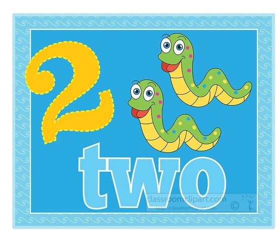 Free counting numbers two worms - Classroom Clipart