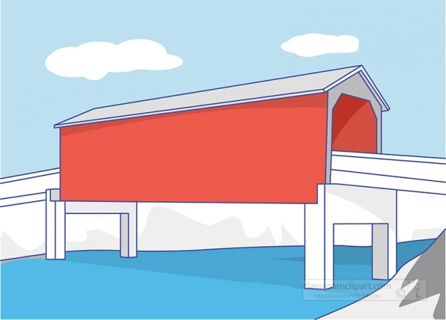 covered bridge gray color 20212 - Classroom Clip Art