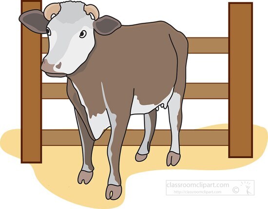 cow near fence clipart - Classroom Clip Art