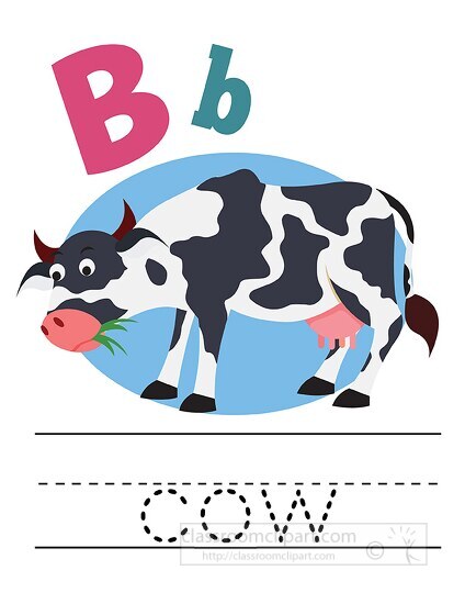 cow with alphabet letter C Upper lower case children writing pra ...