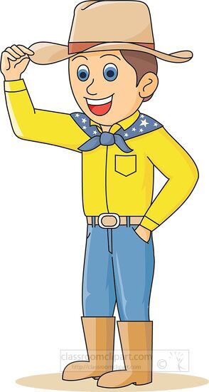 cowboy tipping hat sign respect - Classroom Clip Art