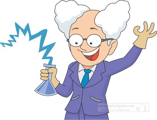 crazy scientist holding beaker chemical reaction clipart - Classroom ...