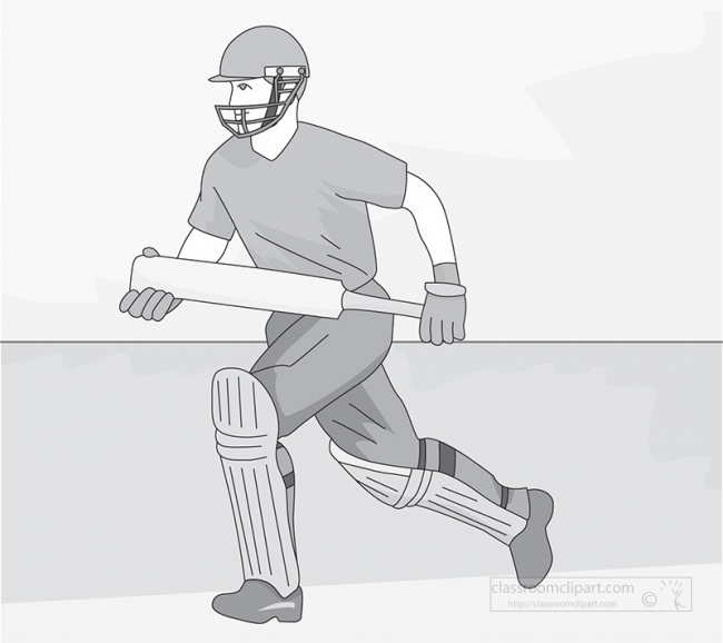 Sports Gray Clipart-cricket player running gray