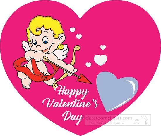 Valentines Day Clipart-cupid pointig an arrow at a heart clipart