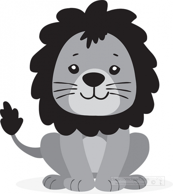 cute animal lion gray color - Classroom Clip Art