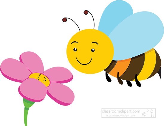 Flower Clipart - cute bee and flower insect clipart