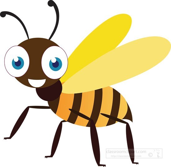 Free Cute Bee cartoon style Insect Clipart - Classroom Clipart
