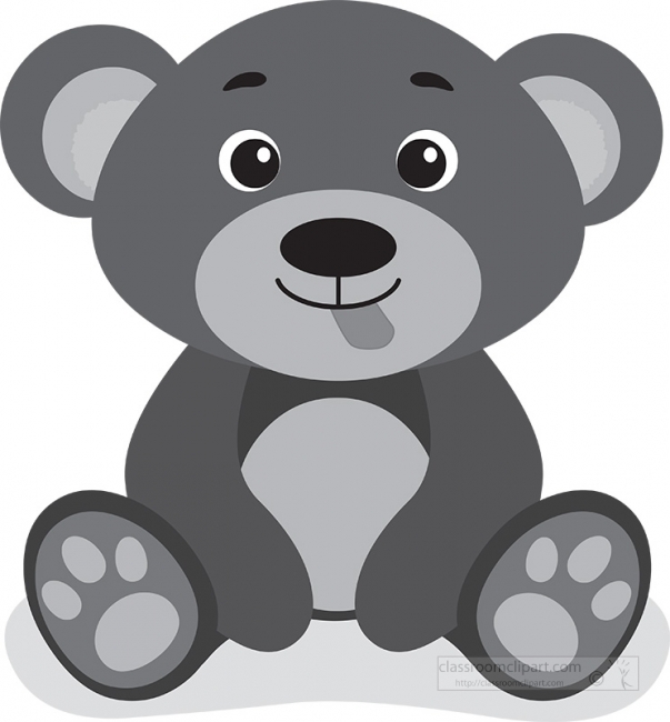 cute brown baby bear with tongue out gray color - Classroom Clip Art