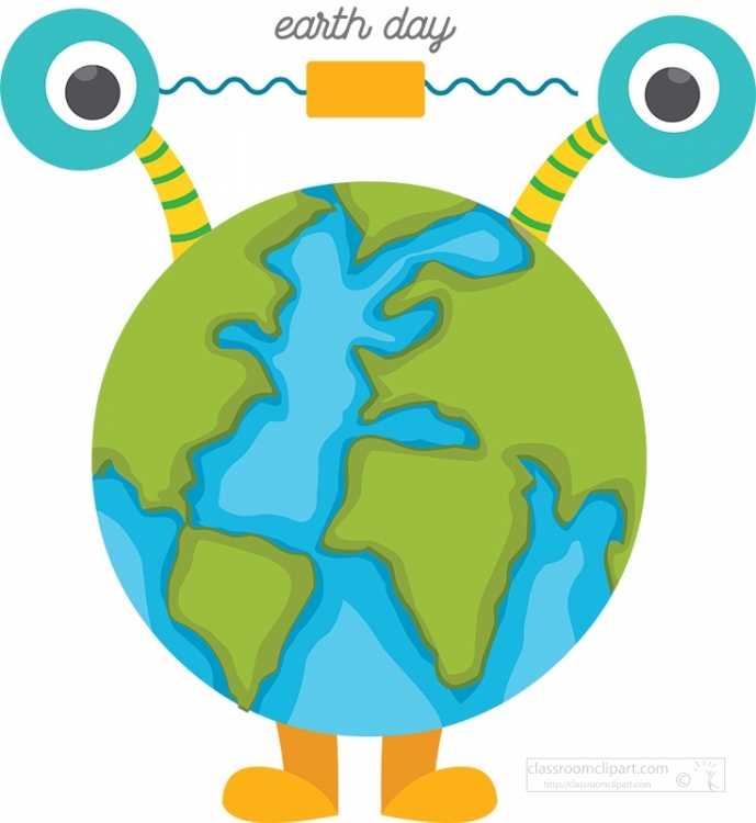 cute earth globe monster character earth day - Classroom Clip Art