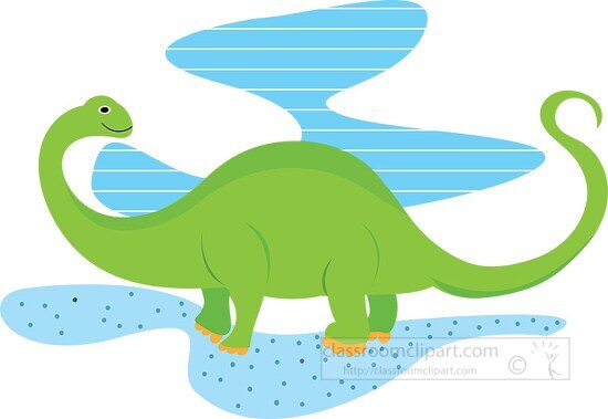 cute green cartoon brontosaurus dinosaur - Classroom Clip Art