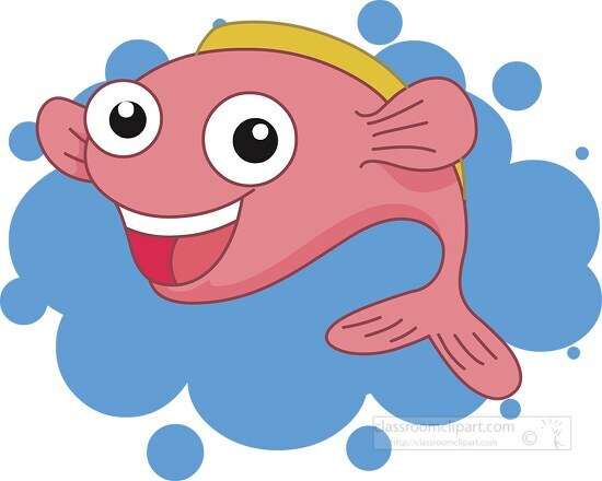 cute happy pink fish cartoon - Classroom Clip Art
