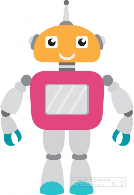 cute kids robot in sky blue color gray color - Classroom Clip Art