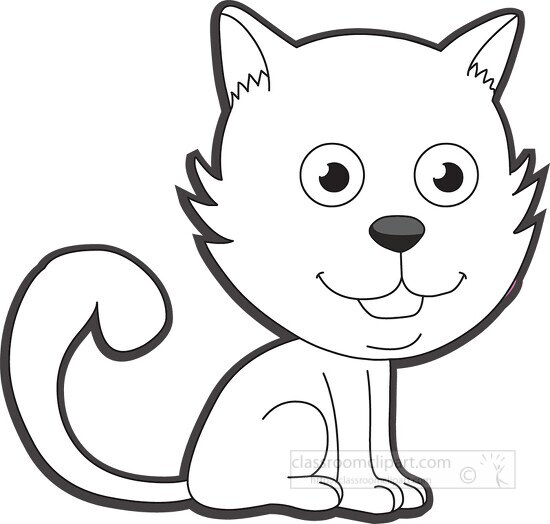 Free cute kitty cat outline cliprt - Classroom Clipart