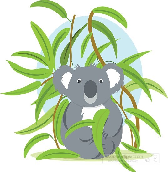 cute koala sitting euca;yptus branches - Classroom Clip Art