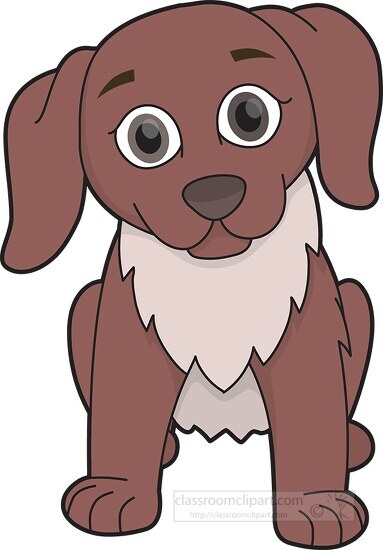 cute little brown pupy dog clipart - Classroom Clip Art