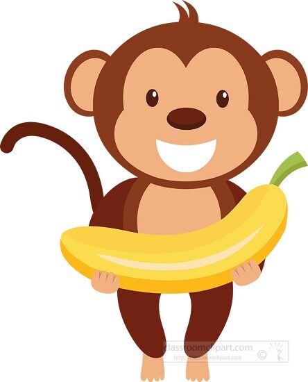 cute monkey character with banana clipart - Classroom Clip Art