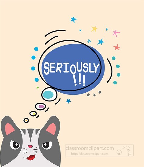 Free cute perplexed cat with thought bubble seriously clipart ...