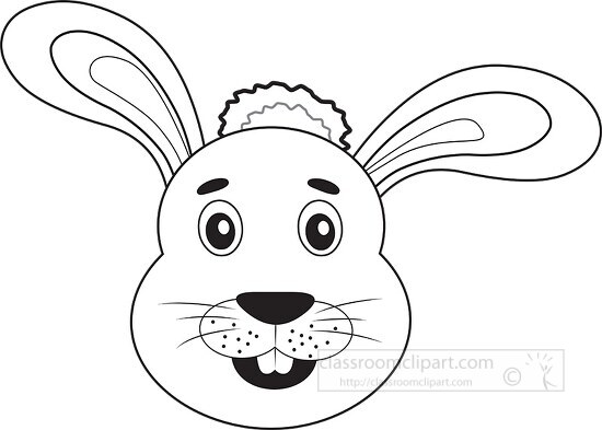 cute rabbit face black outline - Classroom Clip Art