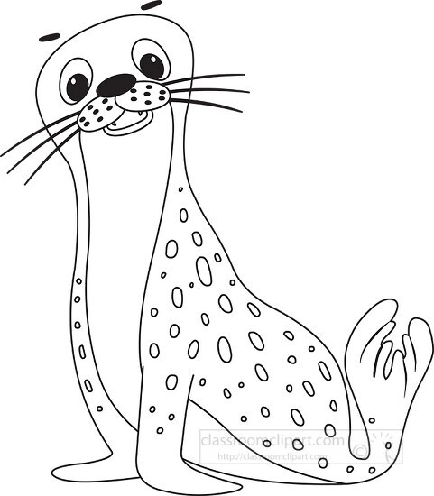 Animal Outline Clipart-cute seal web footed aquatic mammal black outline