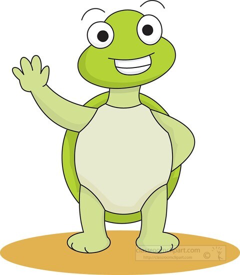 Free cute turtle waving - Classroom Clipart