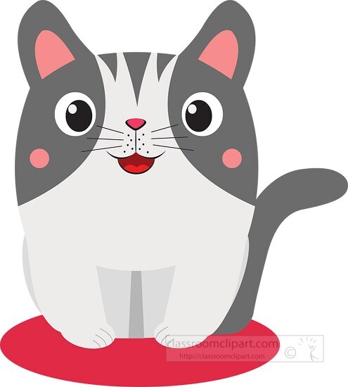 cute white gray cat character clipart - Classroom Clip Art