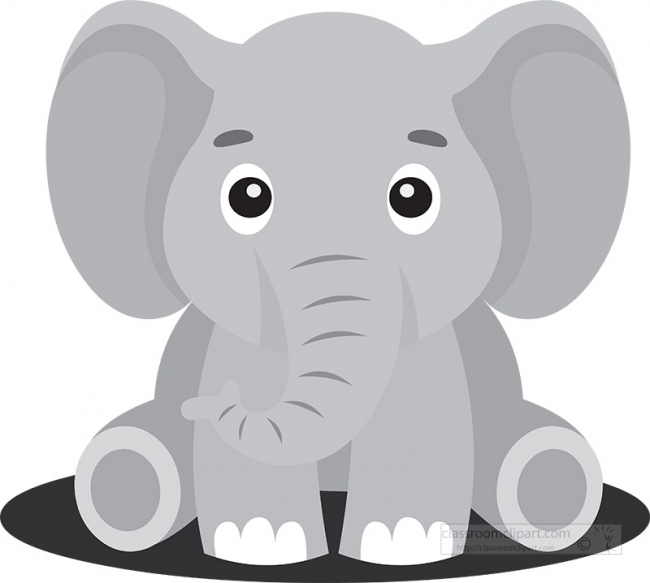 cute young elephant gray color - Classroom Clip Art