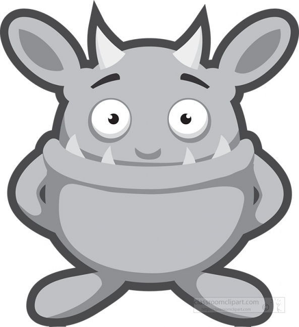 cute-little-big-eyed-green-monster gray color - Classroom Clipart