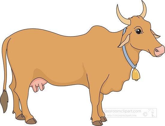 dairy cow wearing bell clipart - Classroom Clip Art