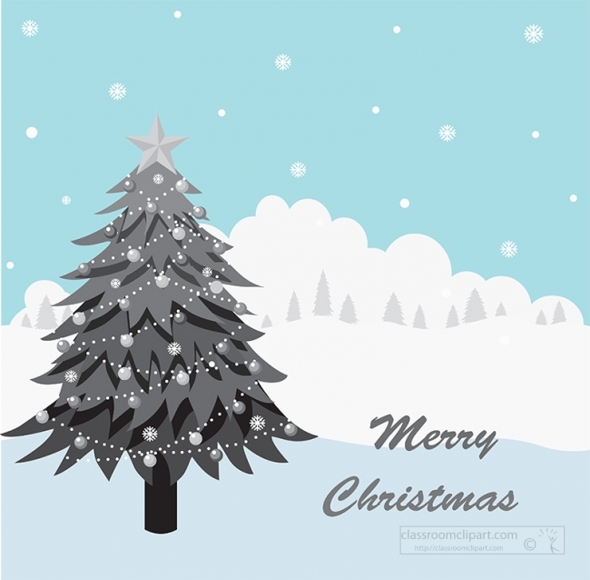 Holidays Ocassions Gray Color Clipart - decorated christmas tree with ...