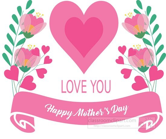 decorative happy mothers day flowers with heart vector clipart ...