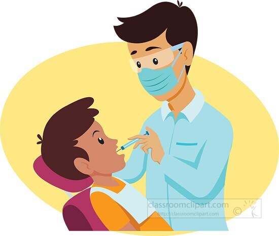 Dental Clipart - dentist giving an njection to patient clipart