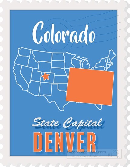 denver colorado state map stamp clipart 2 - Classroom Clip Art