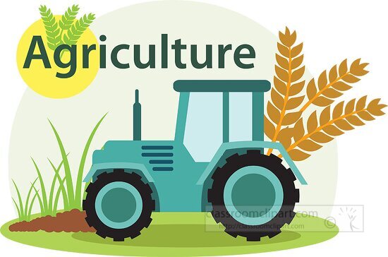 Detailed illustration of a tractor in a field with crops clipart ...