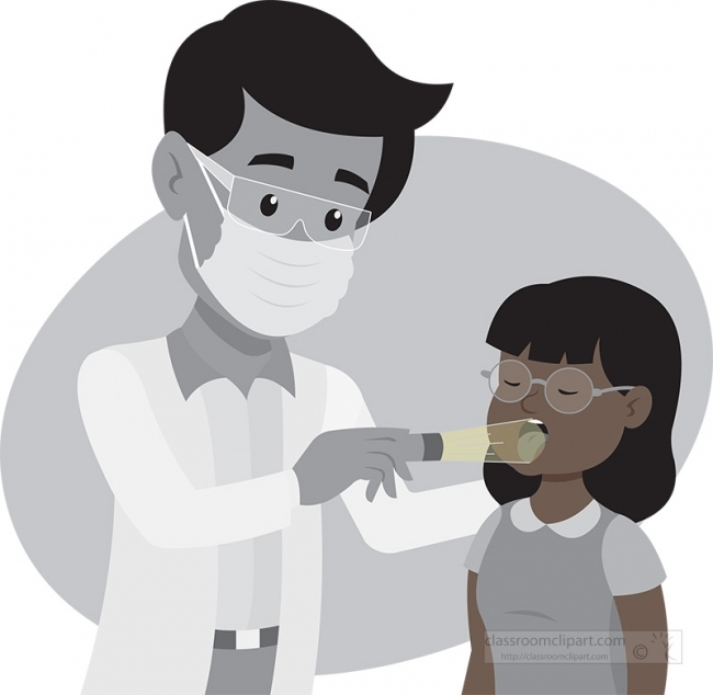 doctor giving physical exam to child checking throat gray color ...