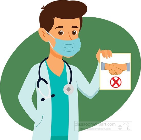 doctor showing no to hand shake sign medical clipart - Classroom Clip Art