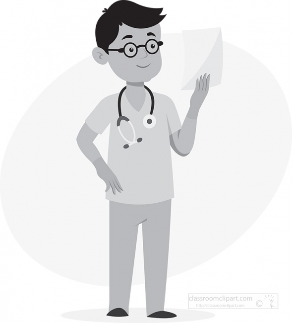 doctor with report medical gray color - Classroom Clip Art