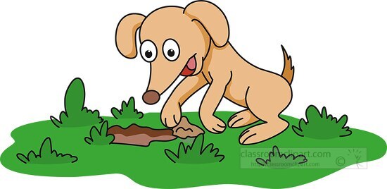 dog digging ground looking for bones - Classroom Clip Art