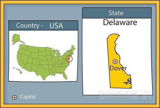 US State Maps Clipart-dover delaware state us map with capital