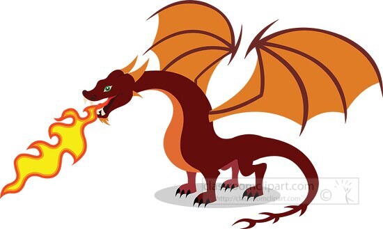 dragon blowing out flames fantasy clipart - Classroom Clip Art