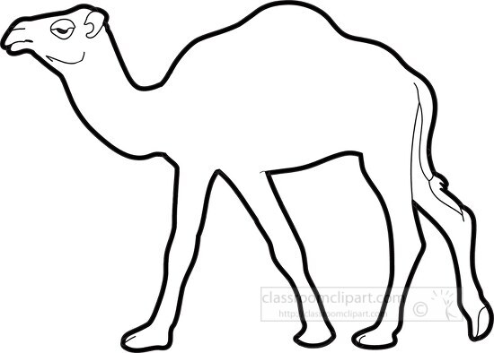 dromedary camel black white outline clipart - Classroom Clip Art