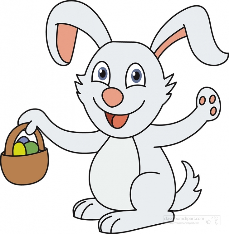 easter rabbit with basket full of eggs - Classroom Clip Art