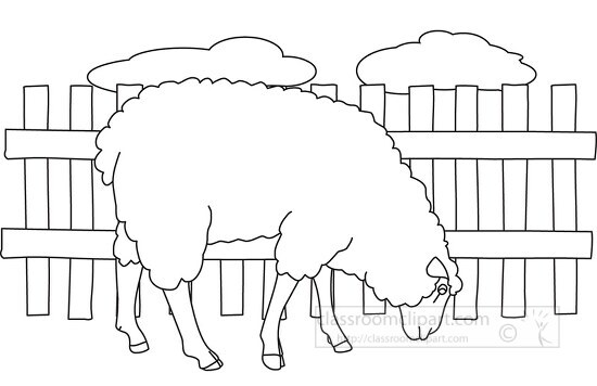 eating sheep outline cliprt - Classroom Clip Art