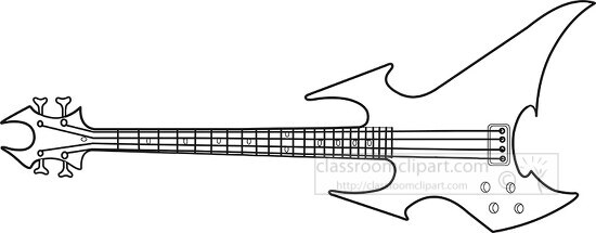 Electric Guitar Outline Clipart - Classroom Clip Art