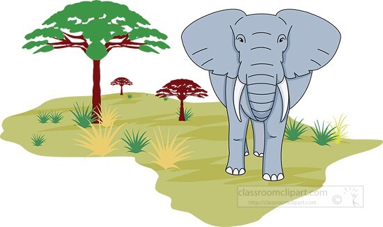 elephant in african land africa clipart - Classroom Clip Art