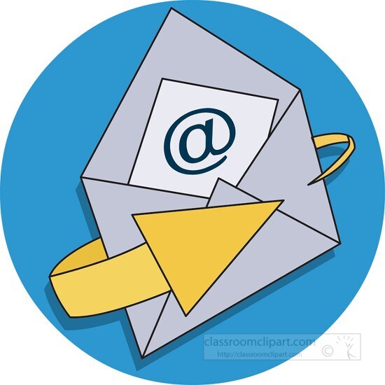 email sign in a envelope with send arrow - Classroom Clip Art