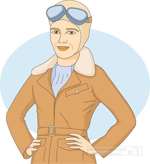 Kansas State Clipart - emelia earhart wearing flight jacket pilot ...