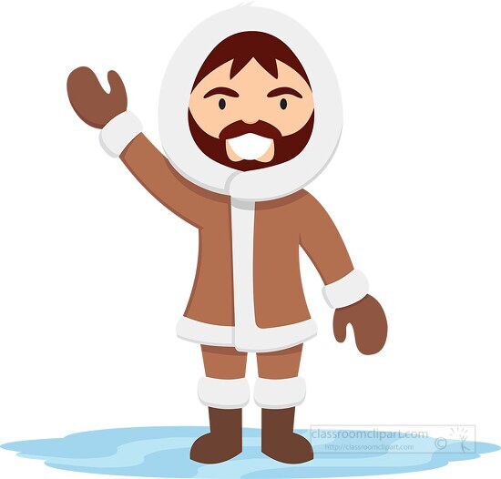 eskimo man waving clipart - Classroom Clipart