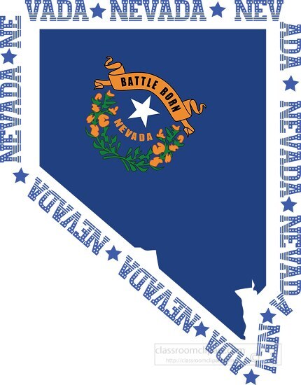 example outline map with word nevada - Classroom Clip Art